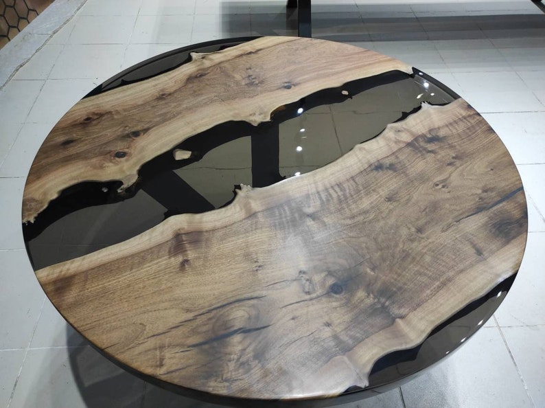 River Smoke Epoxy Resin Round Coffee Table Dining Epoxy - Etsy