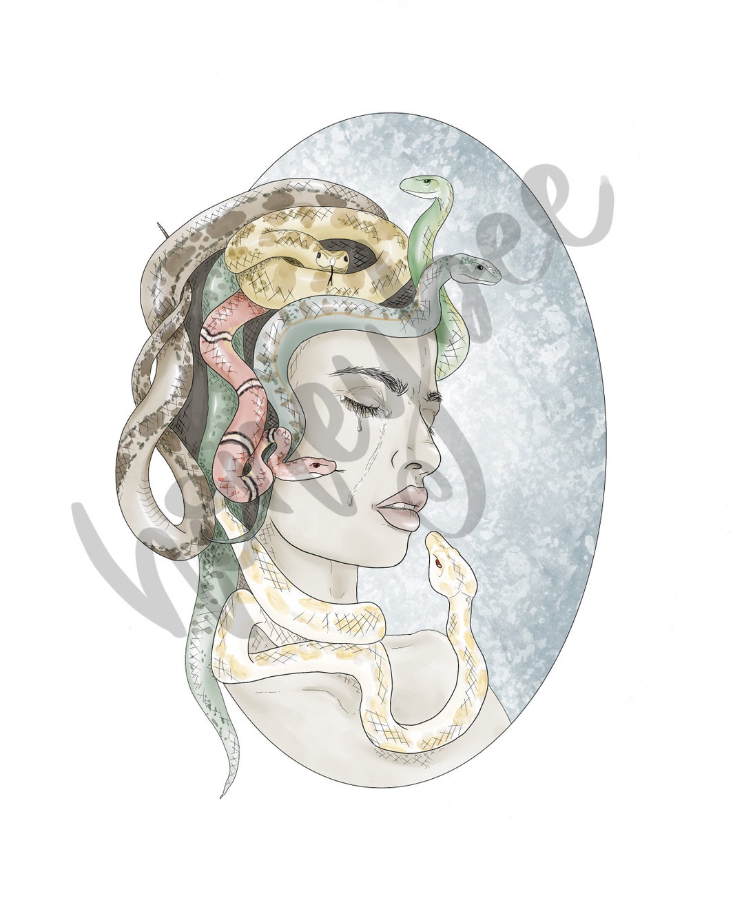 Crying Medusa Greek Mythology Goddess Priestess Feminine Strength ...