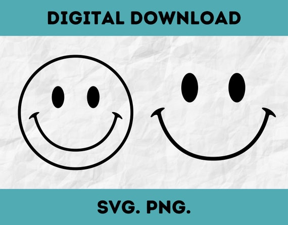 Smiley Face SVG and PNG Instant Download Digital Cut File | Etsy
