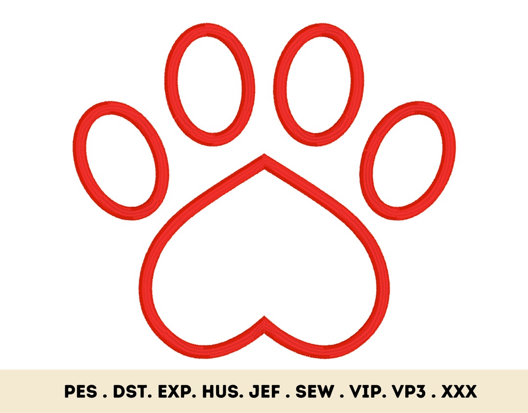 Appliqué Dog Paw Machine Embroidery Design - 4 Sizes - INSTANT DOWNLOAD ...