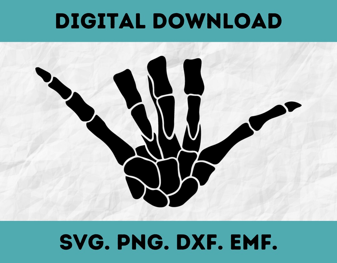 Skeleton Hang Loose Hand Halloween Cut File SVG and PNG - Instant ...