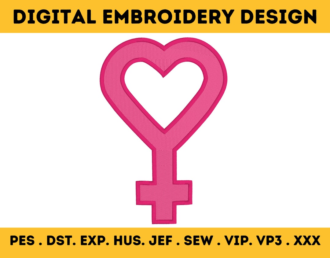 Woman Gender Symbol Heart Machine Embroidery Design - 2 Sizes - INSTANT ...