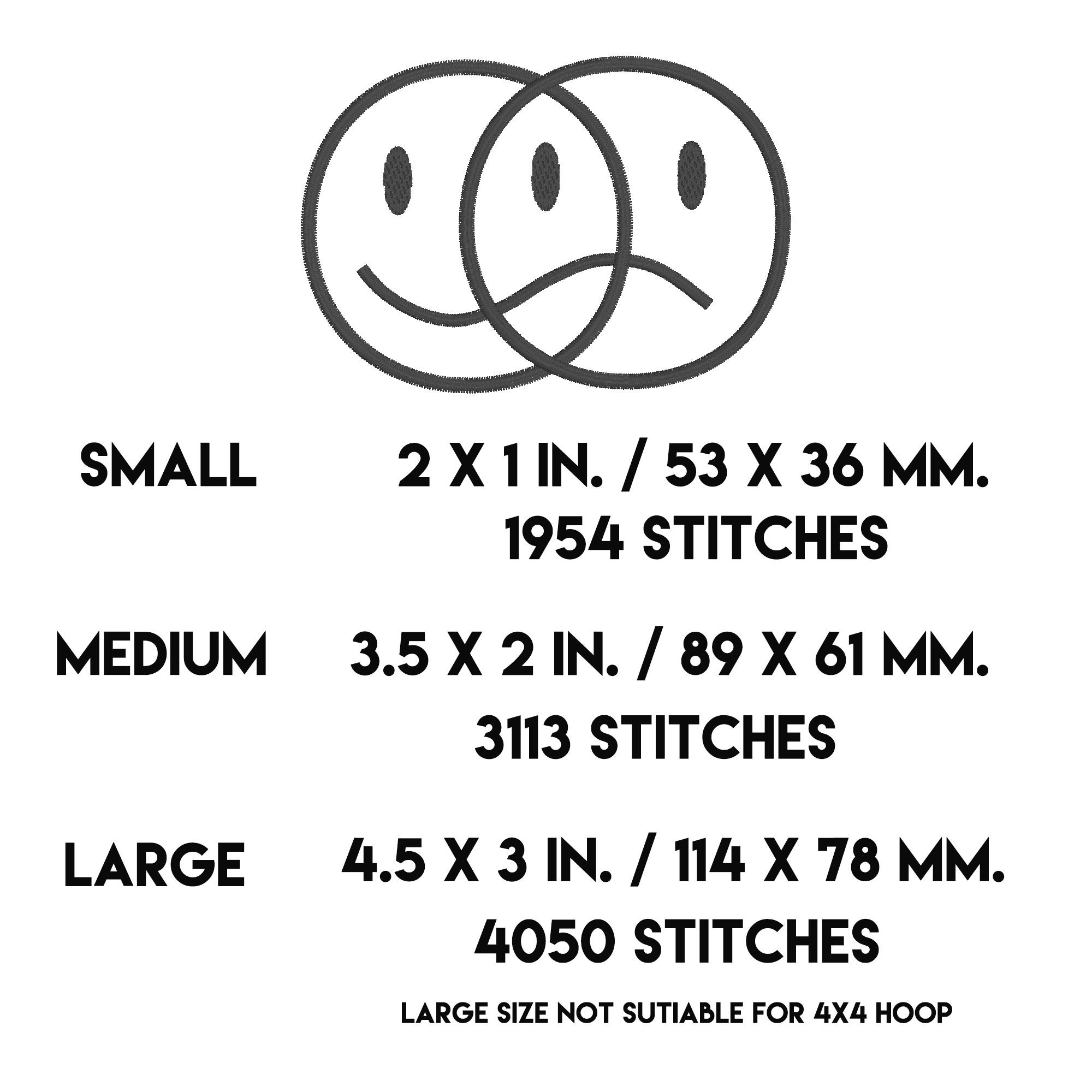 Smiley and Sad Face Venn Diagram Machine Embroidery Design - 3 Sizes ...