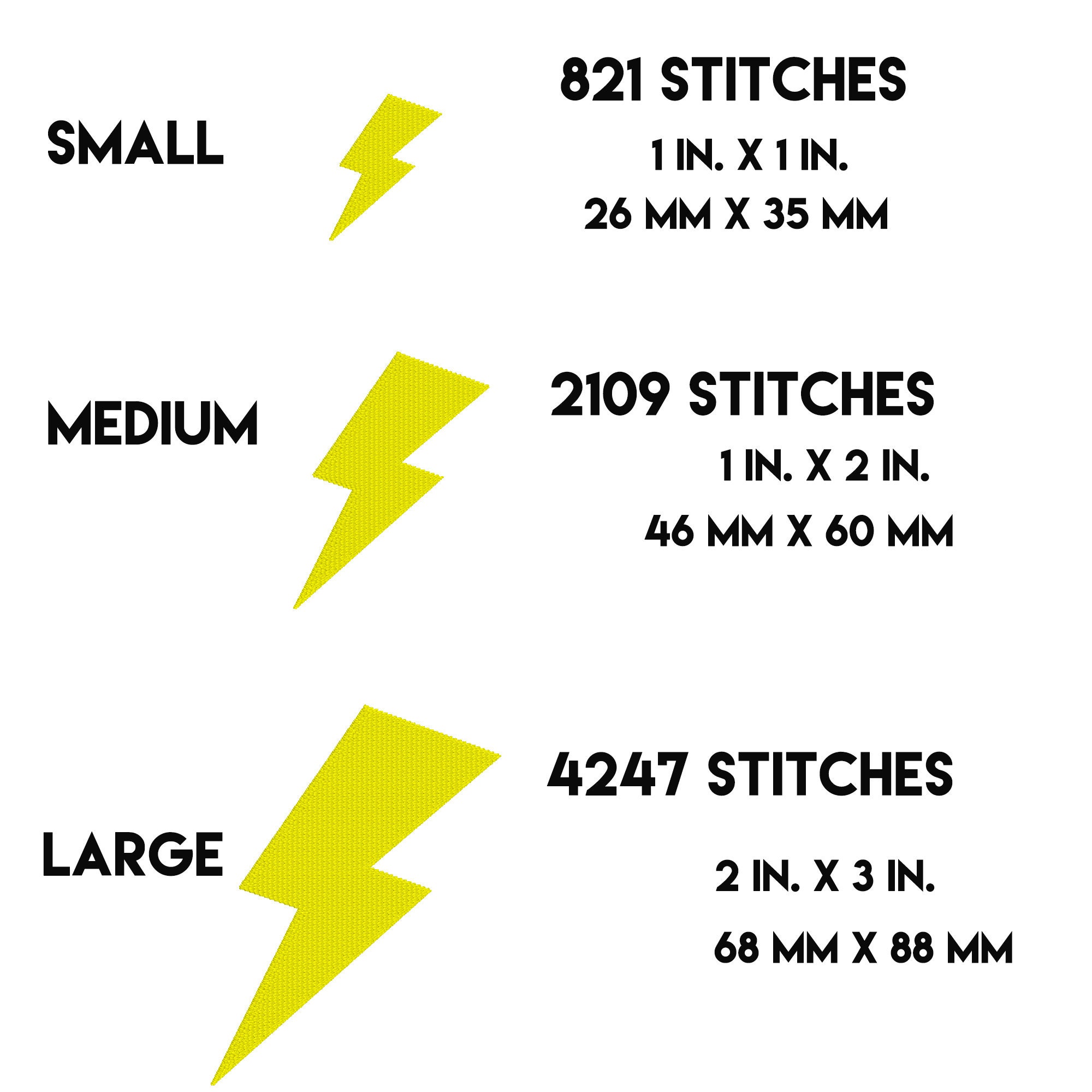 Lightning Bolt Machine Embroidery Design 3 Sizes INSTANT | Etsy