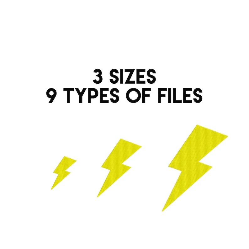 Lightning Bolt Machine Embroidery Design 3 Sizes INSTANT | Etsy