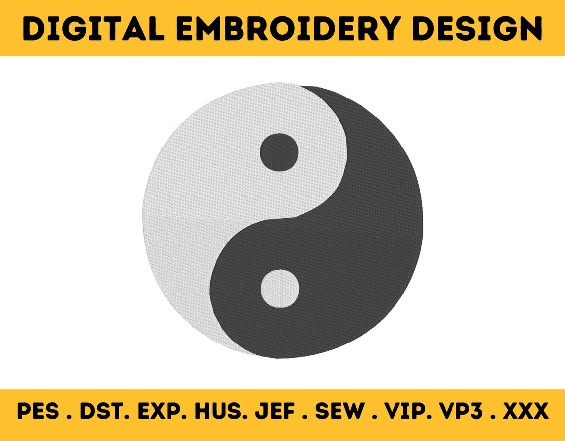Yin Yang Machine Embroidery Design 2 Sizes INSTANT | Etsy