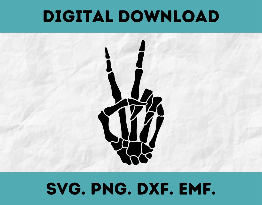 Skeleton Peace Sign Cut File SVG and PNG - Instant Download, Halloween ...
