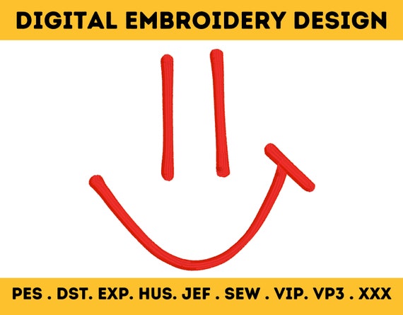 Smiley Face Machine Embroidery Design 4 Sizes INSTANT - Etsy