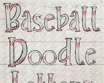Western Baseball Doodle Font Bundle PNG Leopard and Baseball - Etsy