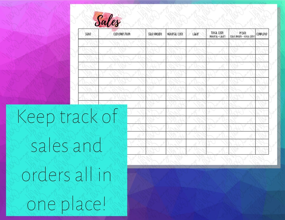 Printable Sales Tracker - Etsy