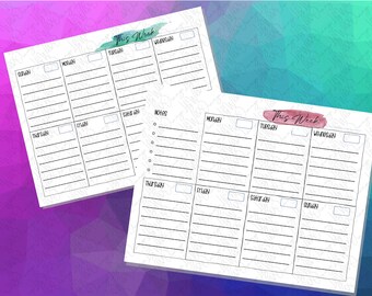 Printable Weekly Calendar Horizontal - Etsy