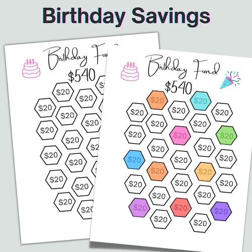 Birthday Savings Fund Tracker Printable Savings Tracker | Etsy