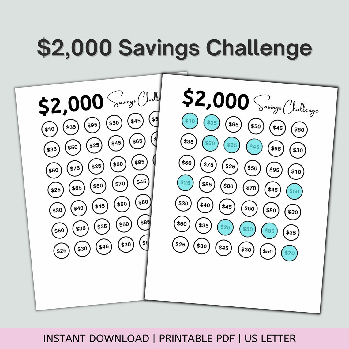 2000 Money Savings Challenge Printable Emergency Fund | Etsy UK
