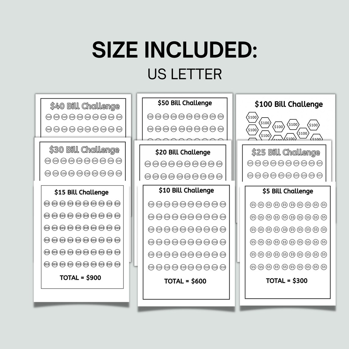 Savings Challenge Bundle Printable Bill Challenge Money - Etsy