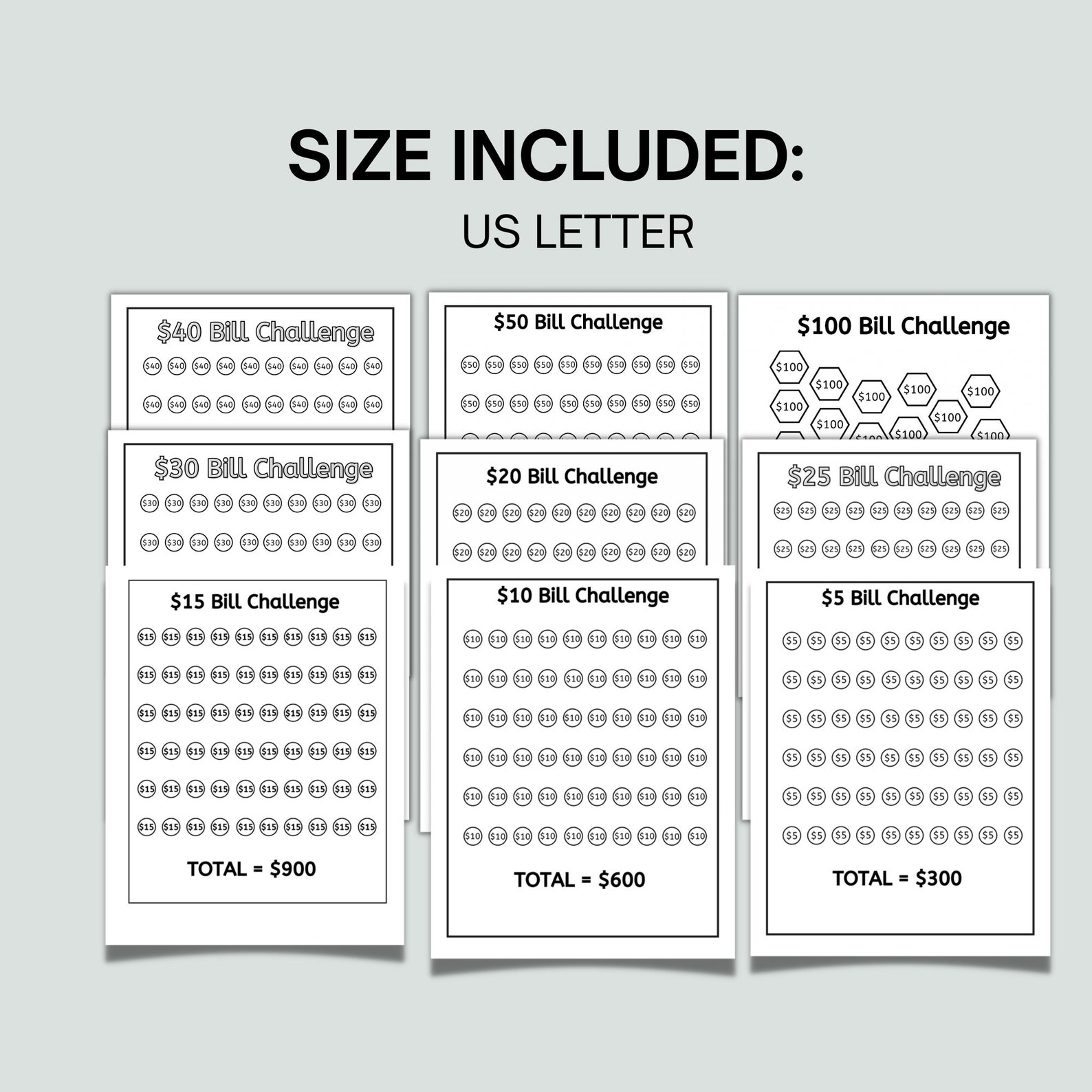 Savings Challenge Bundle Printable Bill Challenge Money - Etsy