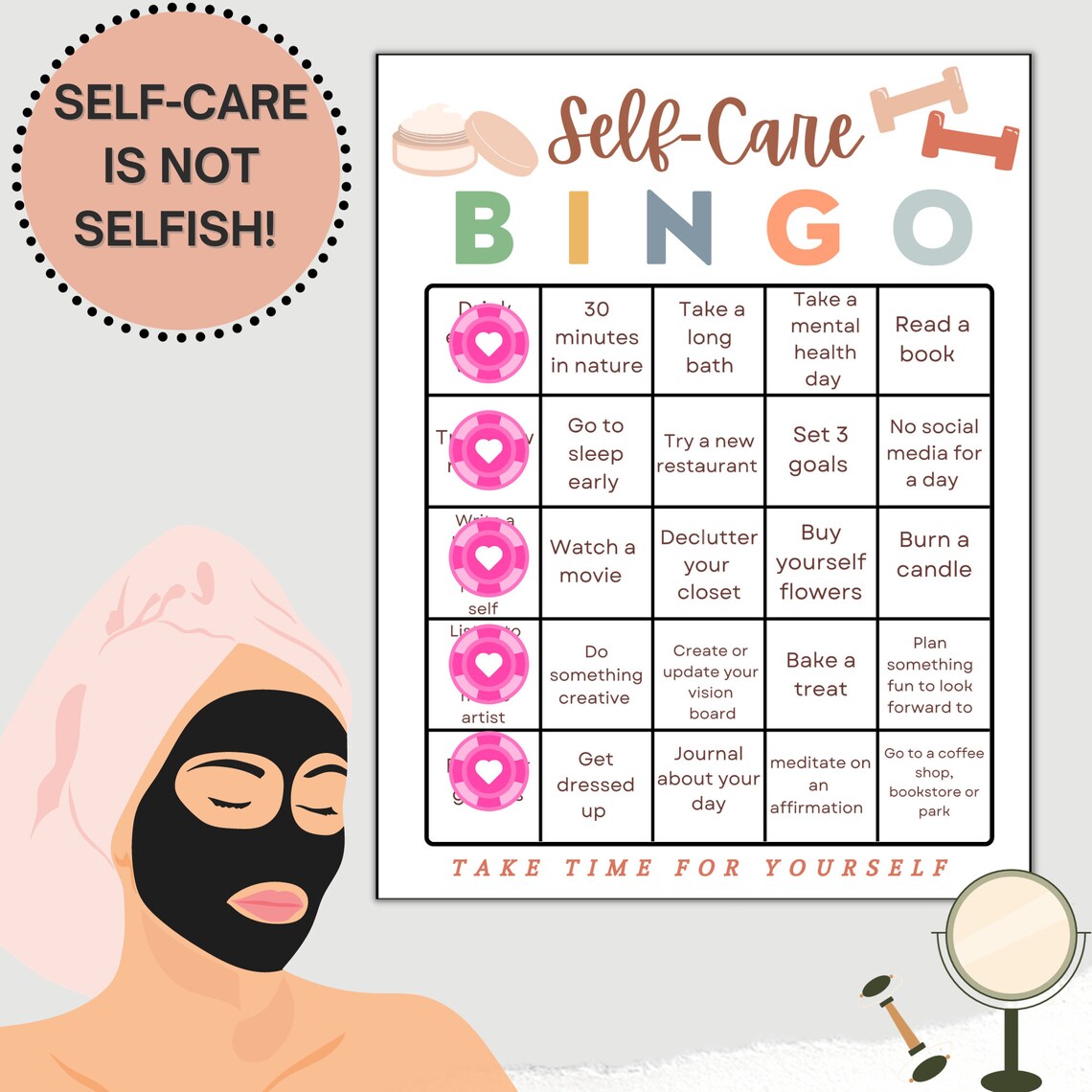 Self-care Bingo, Self Care Printable, Self Care Digital Download ...