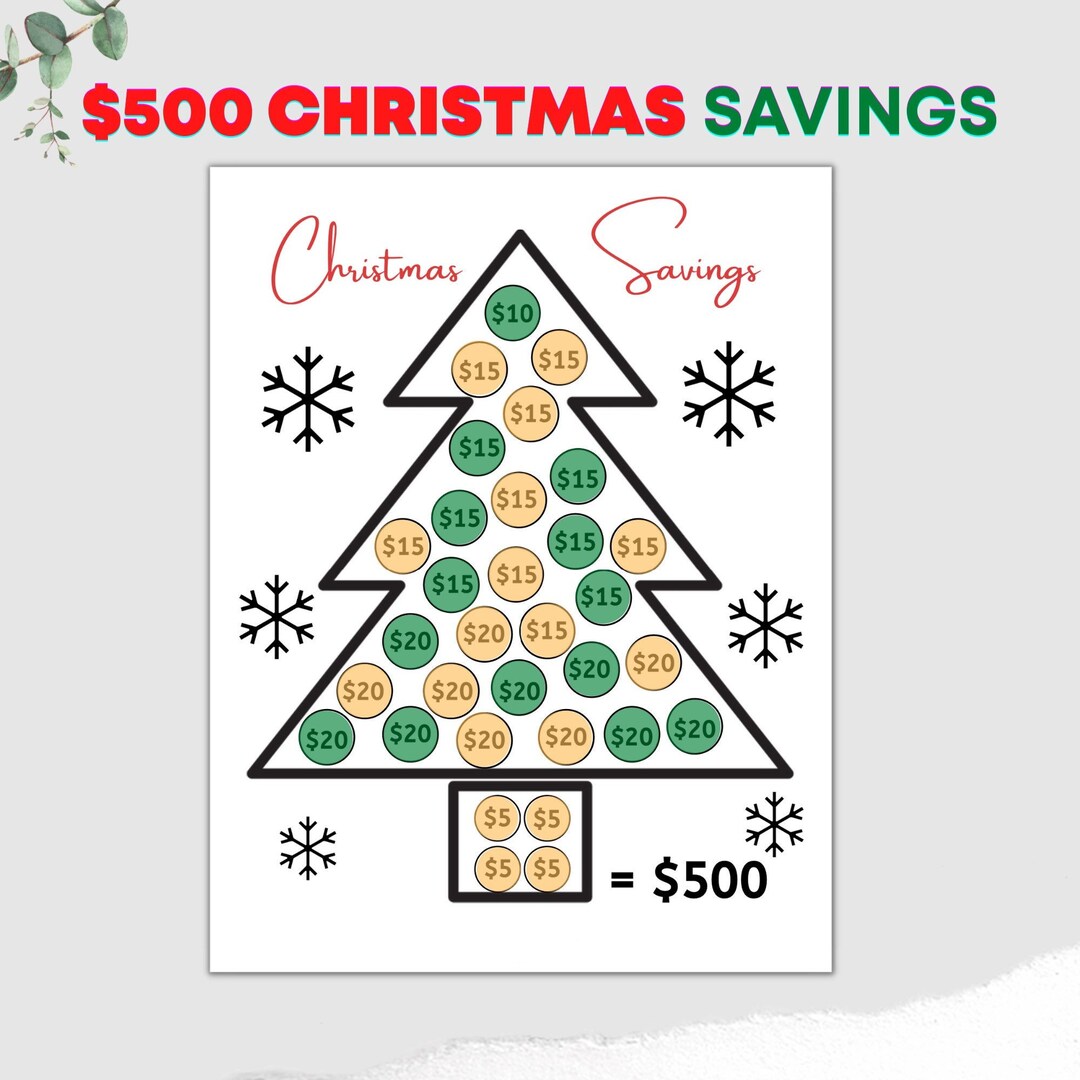 500 Christmas Savings Tracker Printable, Christmas Funds, Christmas ...