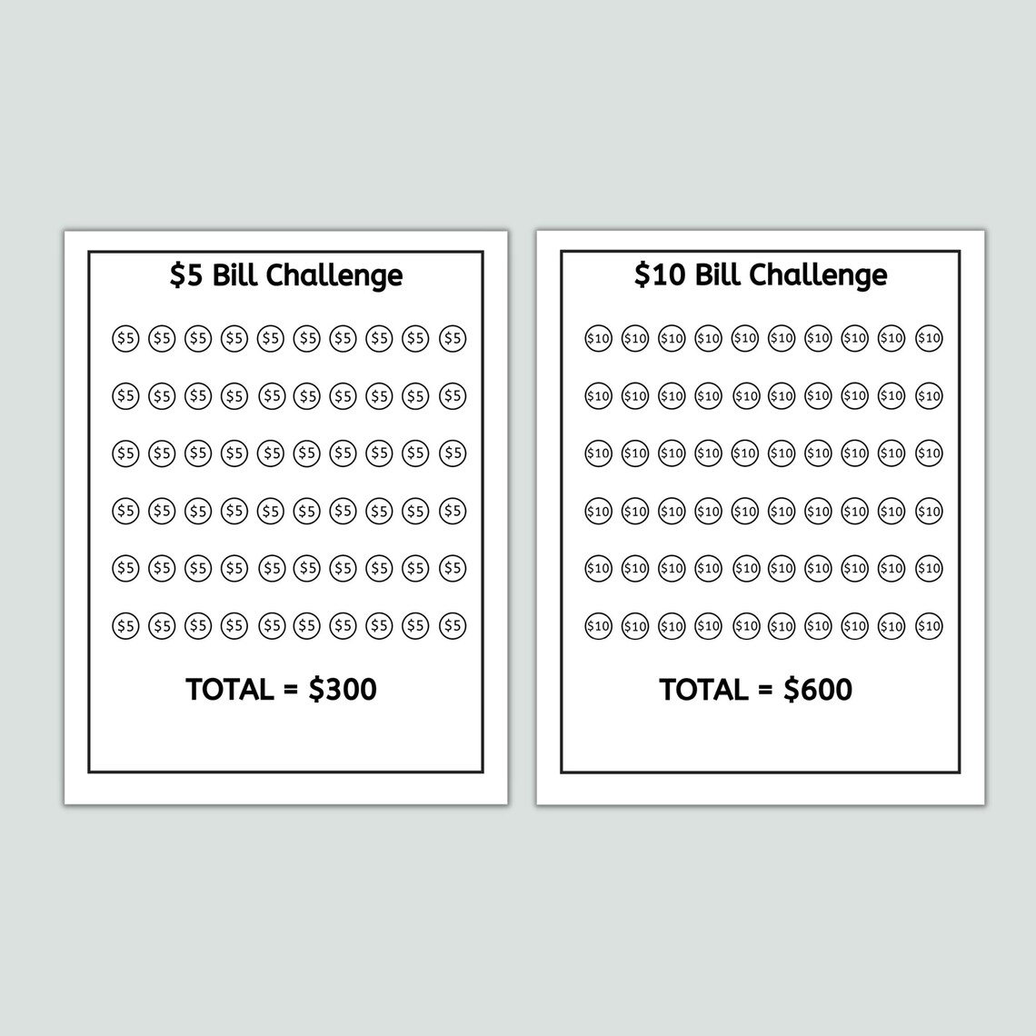 Savings Challenge Bundle Printable Bill Challenge Money - Etsy