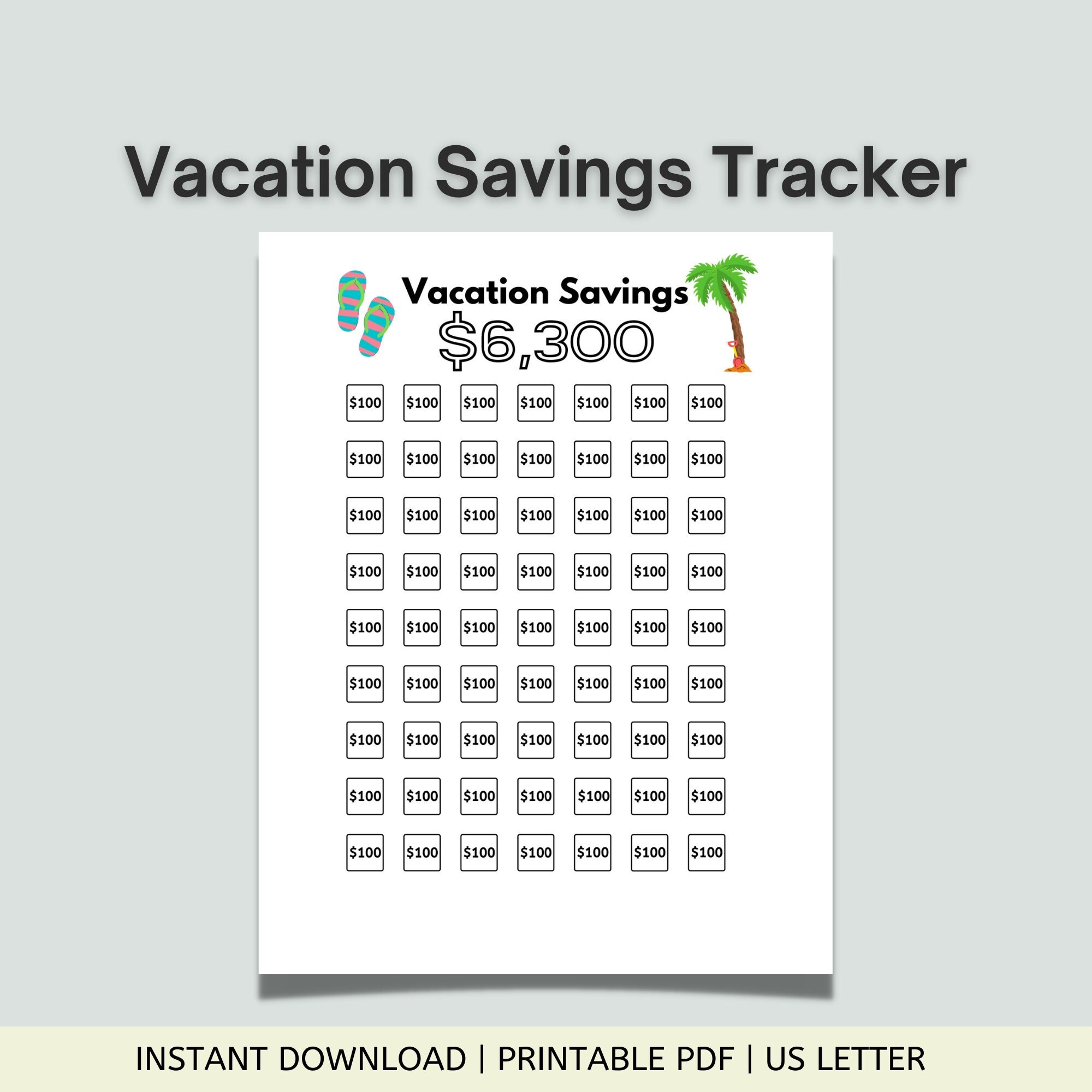 Vacation Fund Savings Tracker Printable Vacation Savings - Etsy