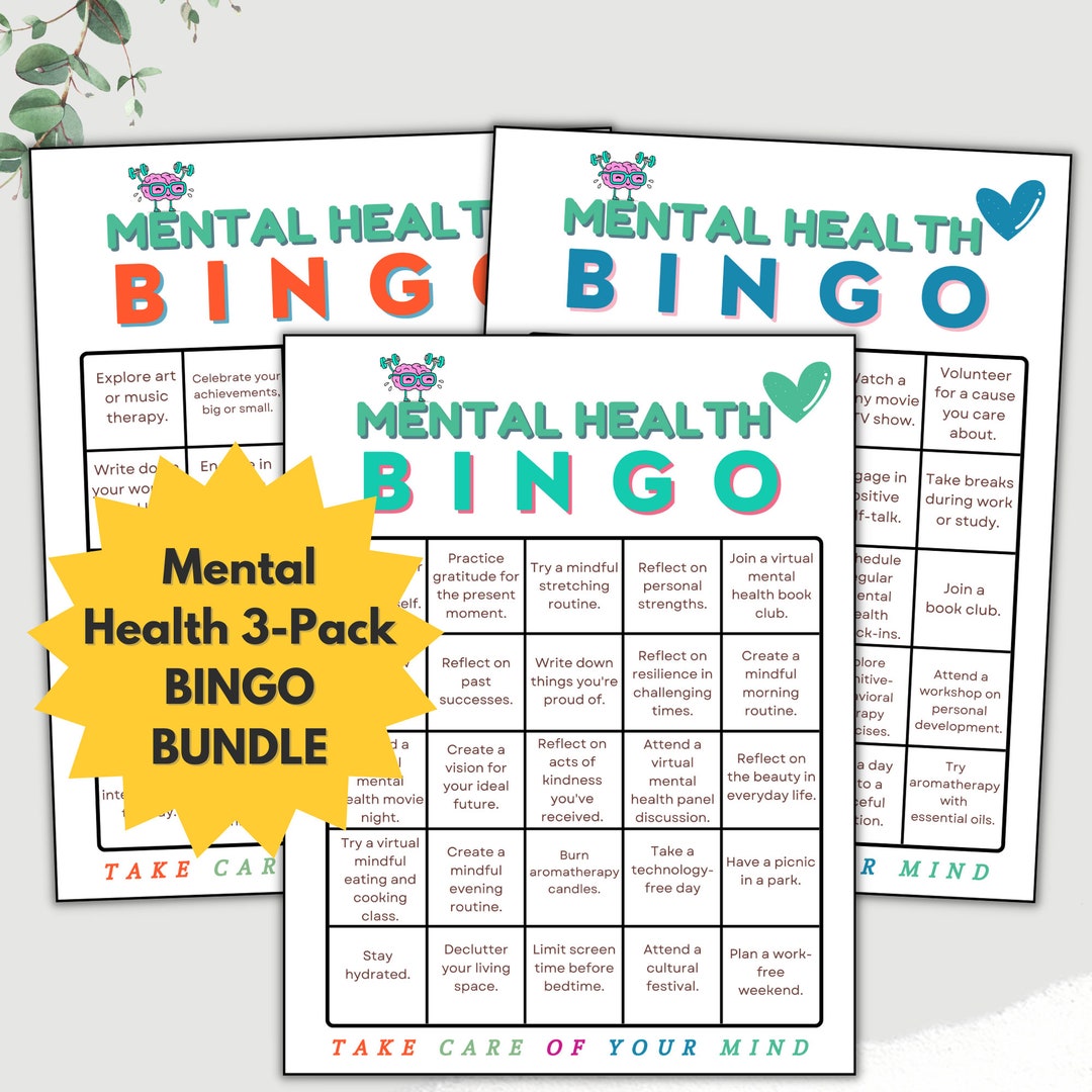 Mental Health Bingo, Self Care Bingo, Therapy Games, Wellbeing Wellness ...