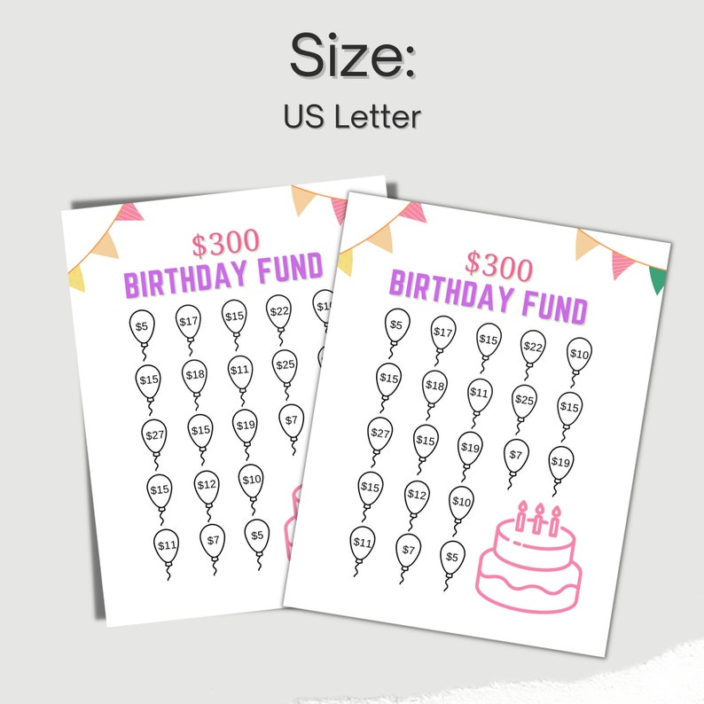 Birthday Savings, Birthday Fund, Savings Tracker, Savings Challenge ...