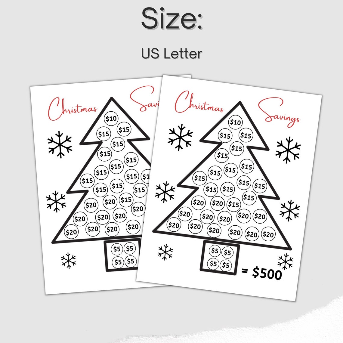 500 Christmas Savings Tracker Printable, Christmas Funds, Christmas ...