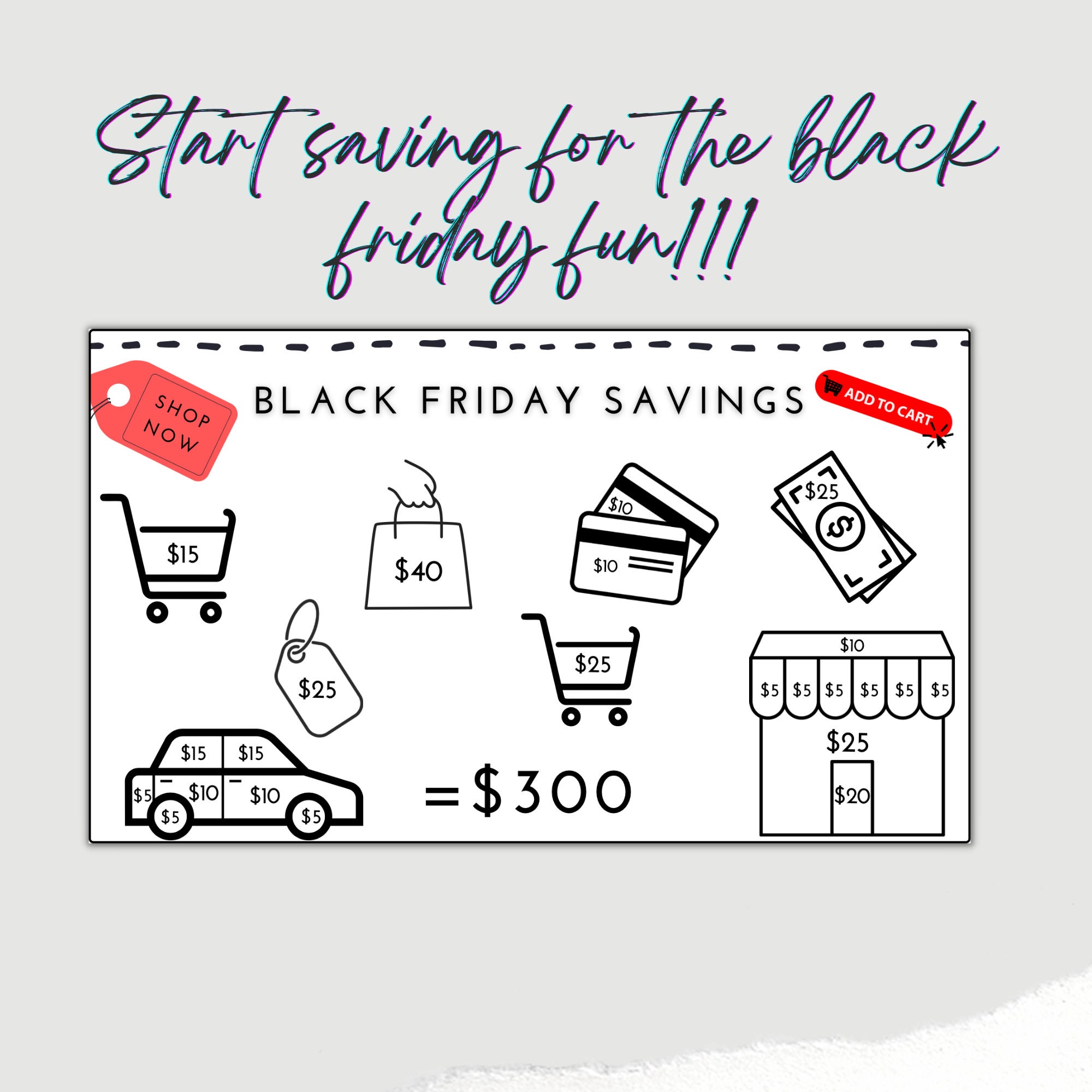 Black Friday Savings, Mini Savings Tracker, Cash Budgeting, Savings ...