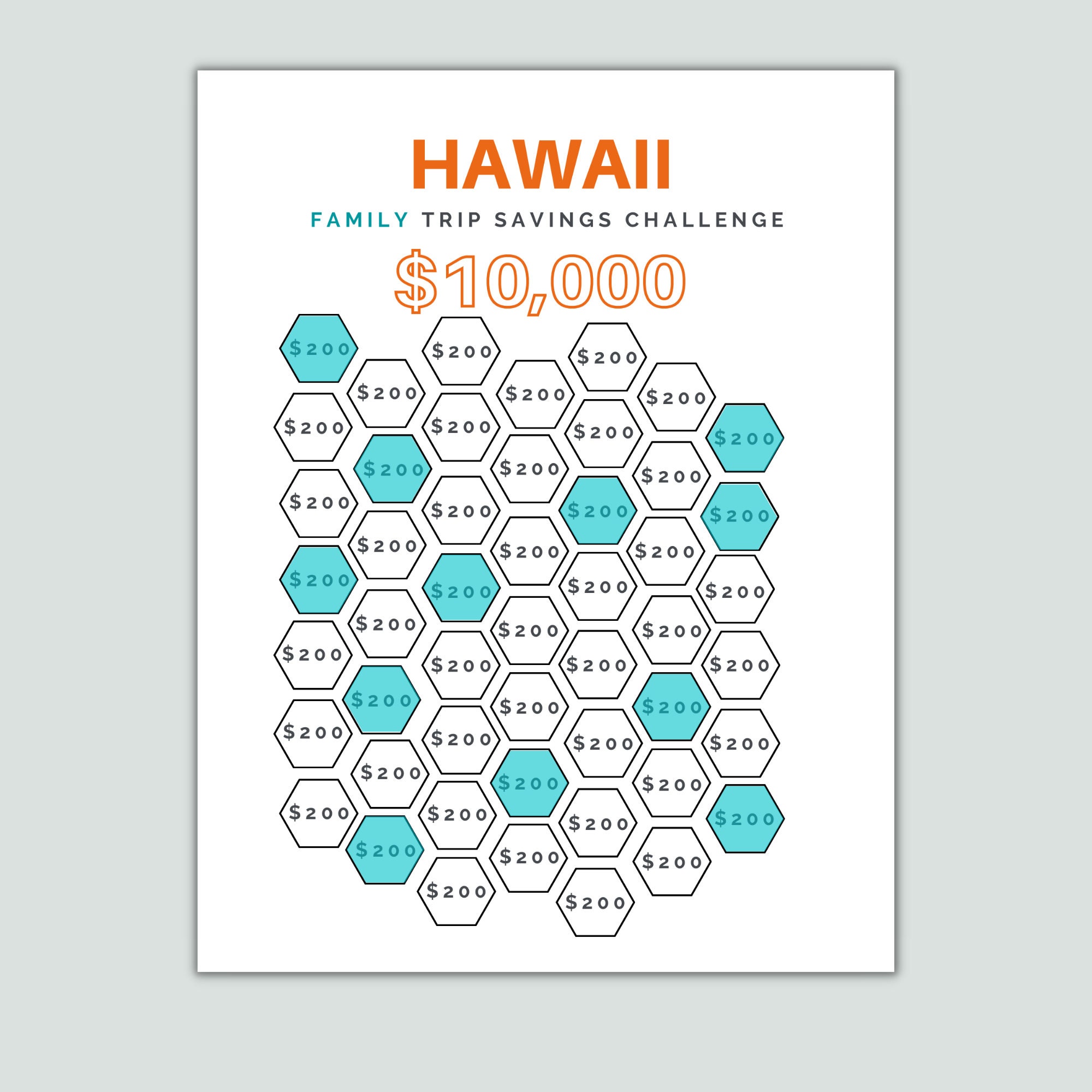 Hawaii Family Vacation Savings Printable Vacation Savings - Etsy