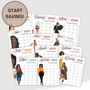 12 Month Savings Challenge, Black Girl Savings, Travel Savings, Save ...