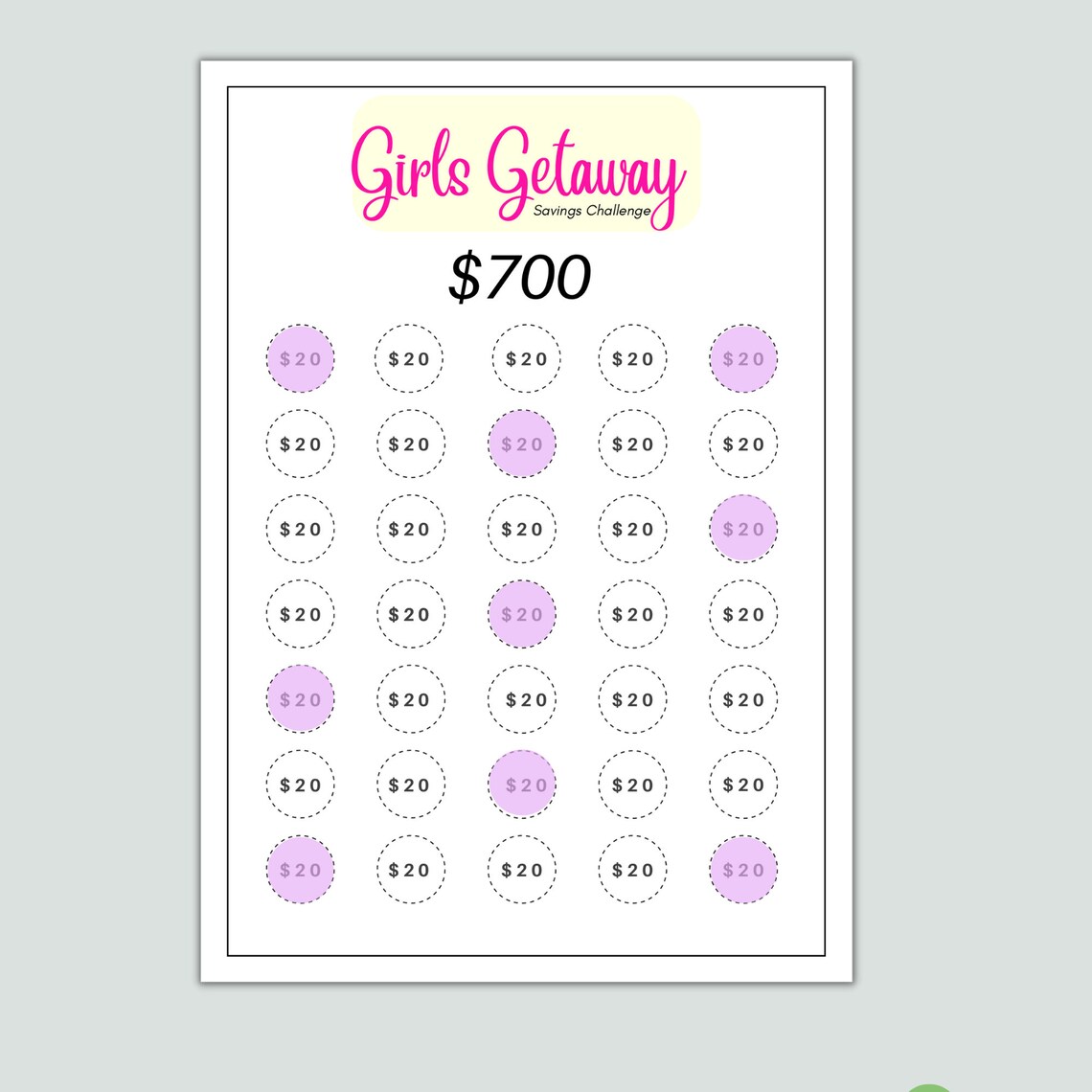 Girls Getaway Vacation Savings Challenge, Savings, Save 700, Money ...