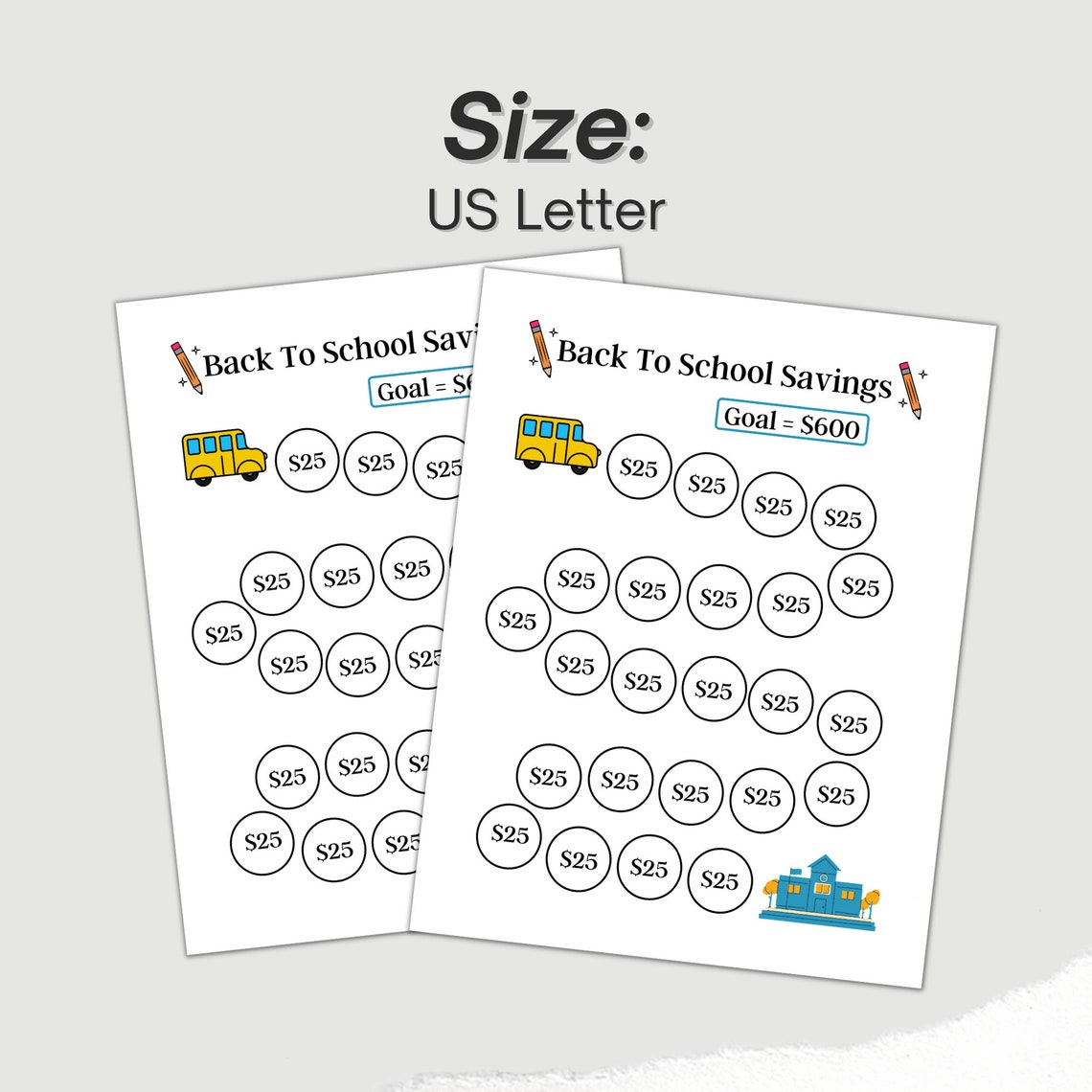 Back to School Savings Tracker Printable Kids Savings Goal - Etsy
