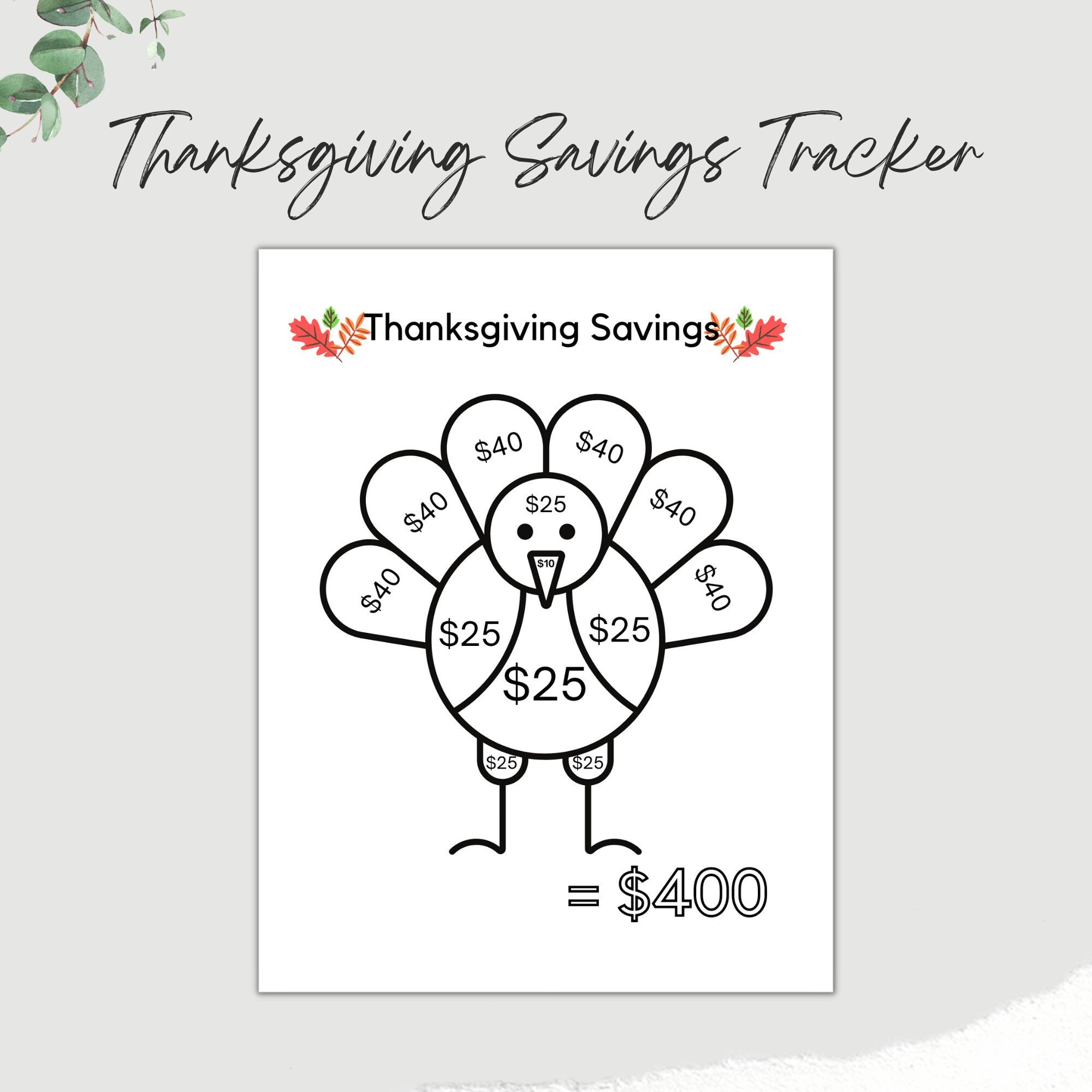 Thanksgiving Savings Challenge Printable Money Savings - Etsy