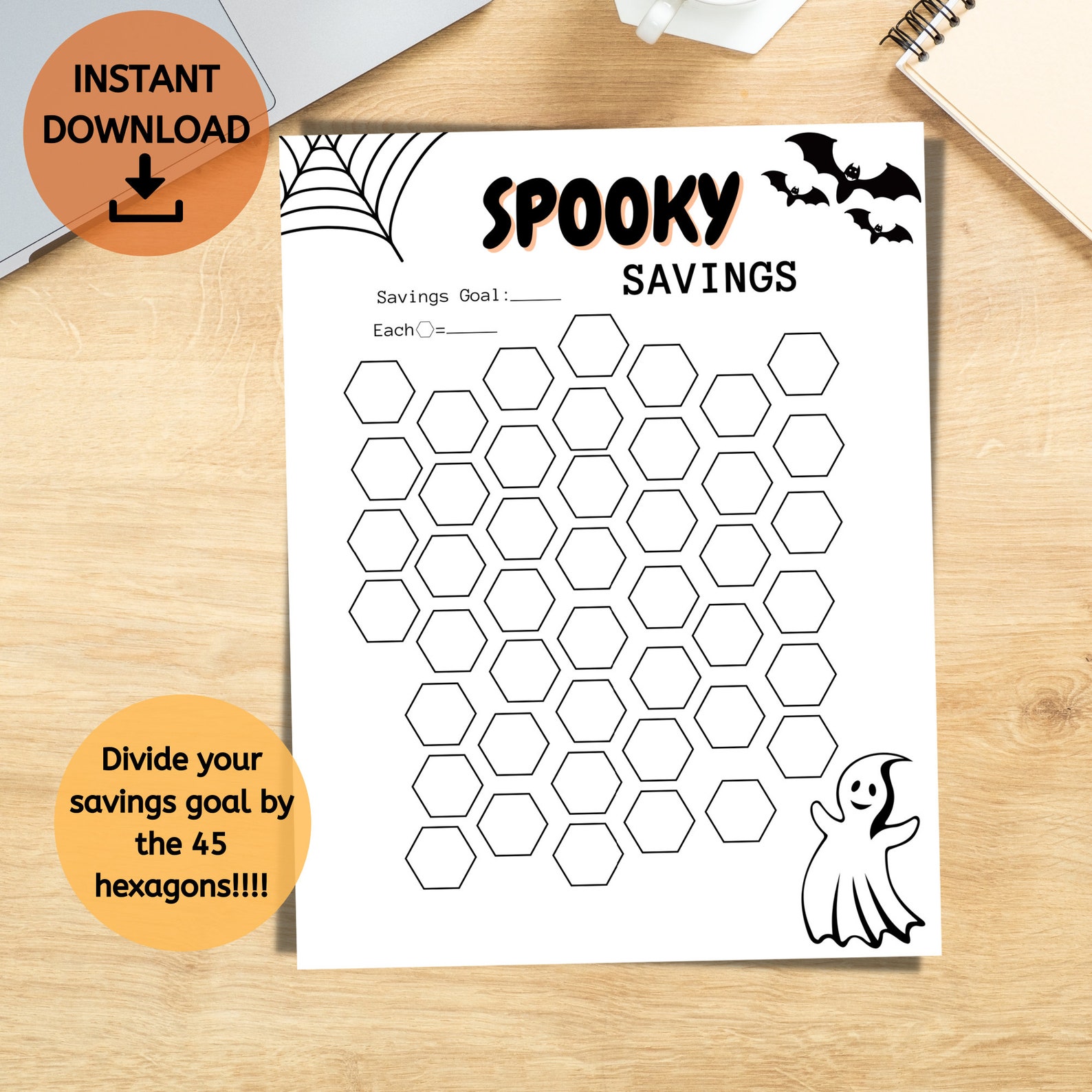 Halloween Savings Tracker Printable, Spooky Savings Challenge, Money ...