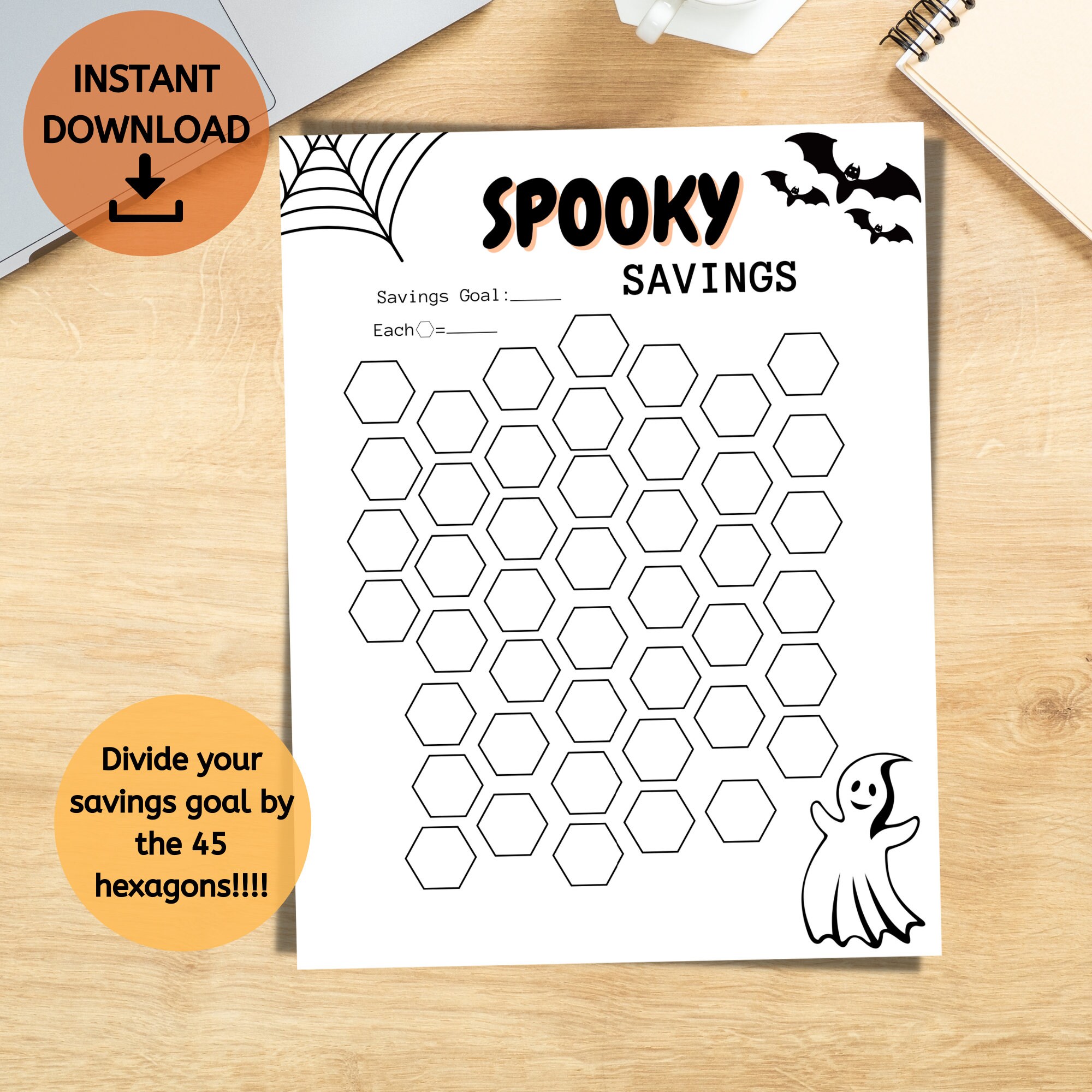 Halloween Savings Tracker Printable, Spooky Savings Challenge, Money ...