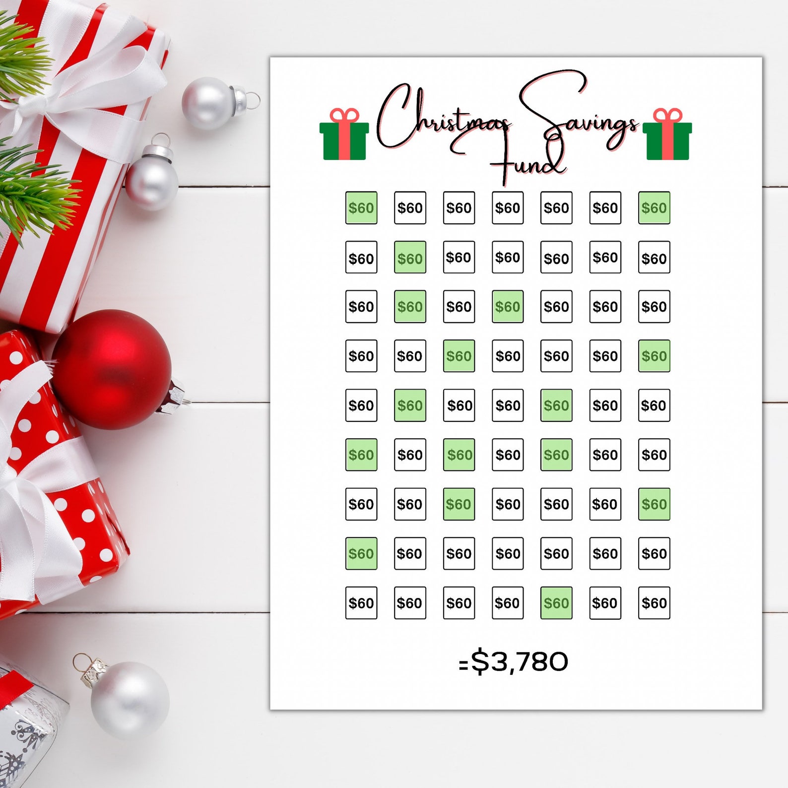 Christmas Savings Tracker Printable Christmas Fund Money | Etsy