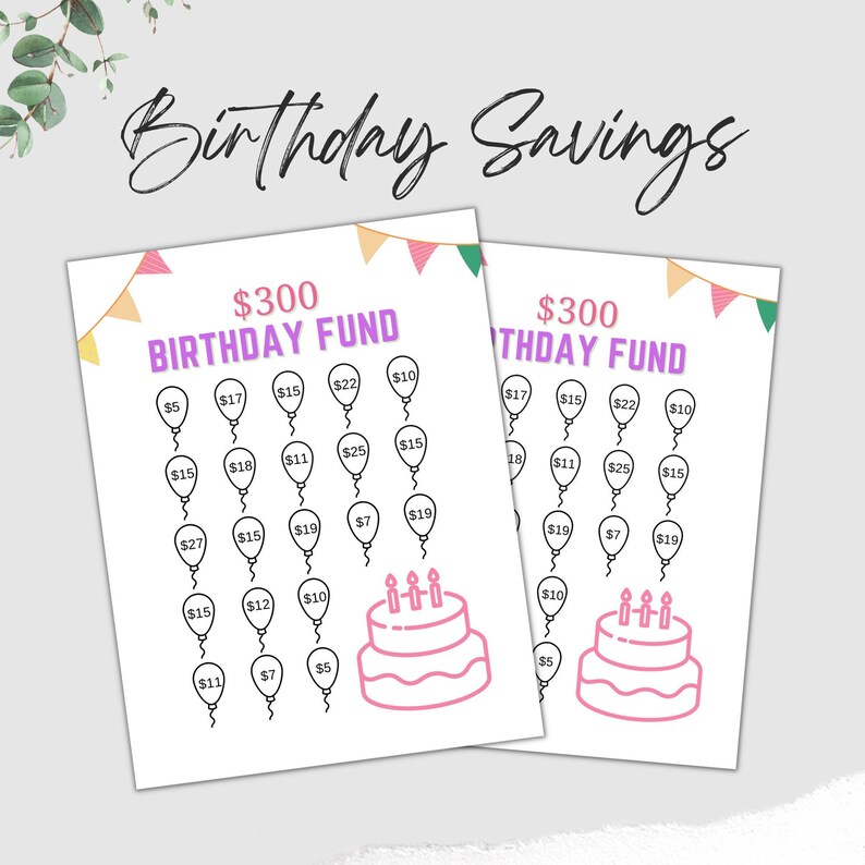 Birthday Savings, Birthday Fund, Savings Tracker, Savings Challenge ...