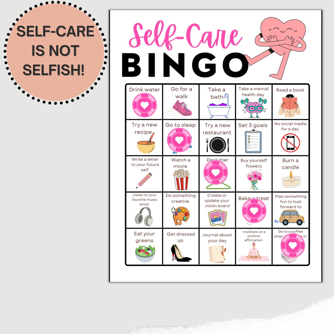 Self-care Bingo, Self Care Printable, Self Care Digital Download ...