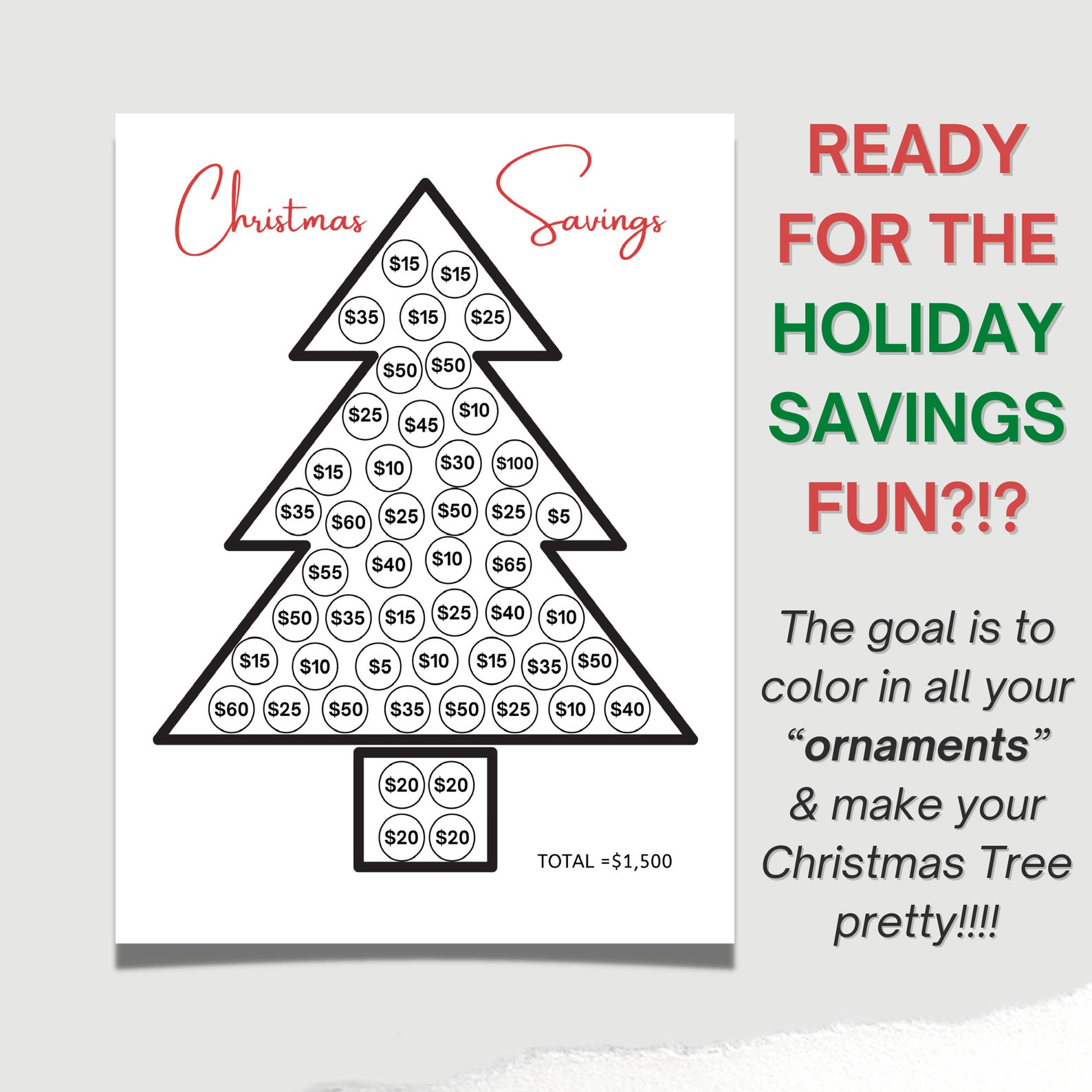 Christmas Savings Challenge Christmas Funds Christmas - Etsy