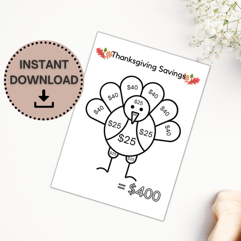 Thanksgiving Savings Challenge Printable Money Savings - Etsy