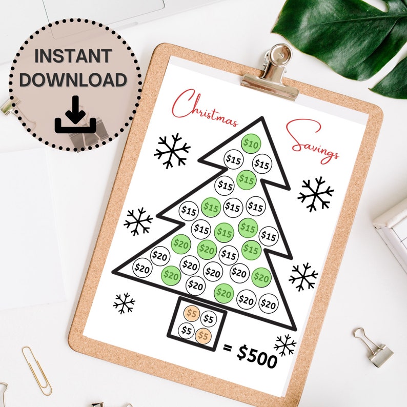 500 Christmas Savings Tracker Printable, Christmas Funds, Christmas ...