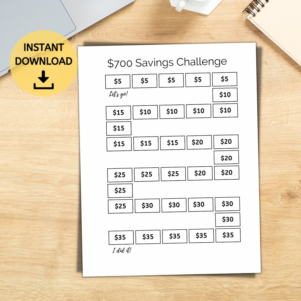 700 Money Savings Challenge Printable Savings Tracker - Etsy UK