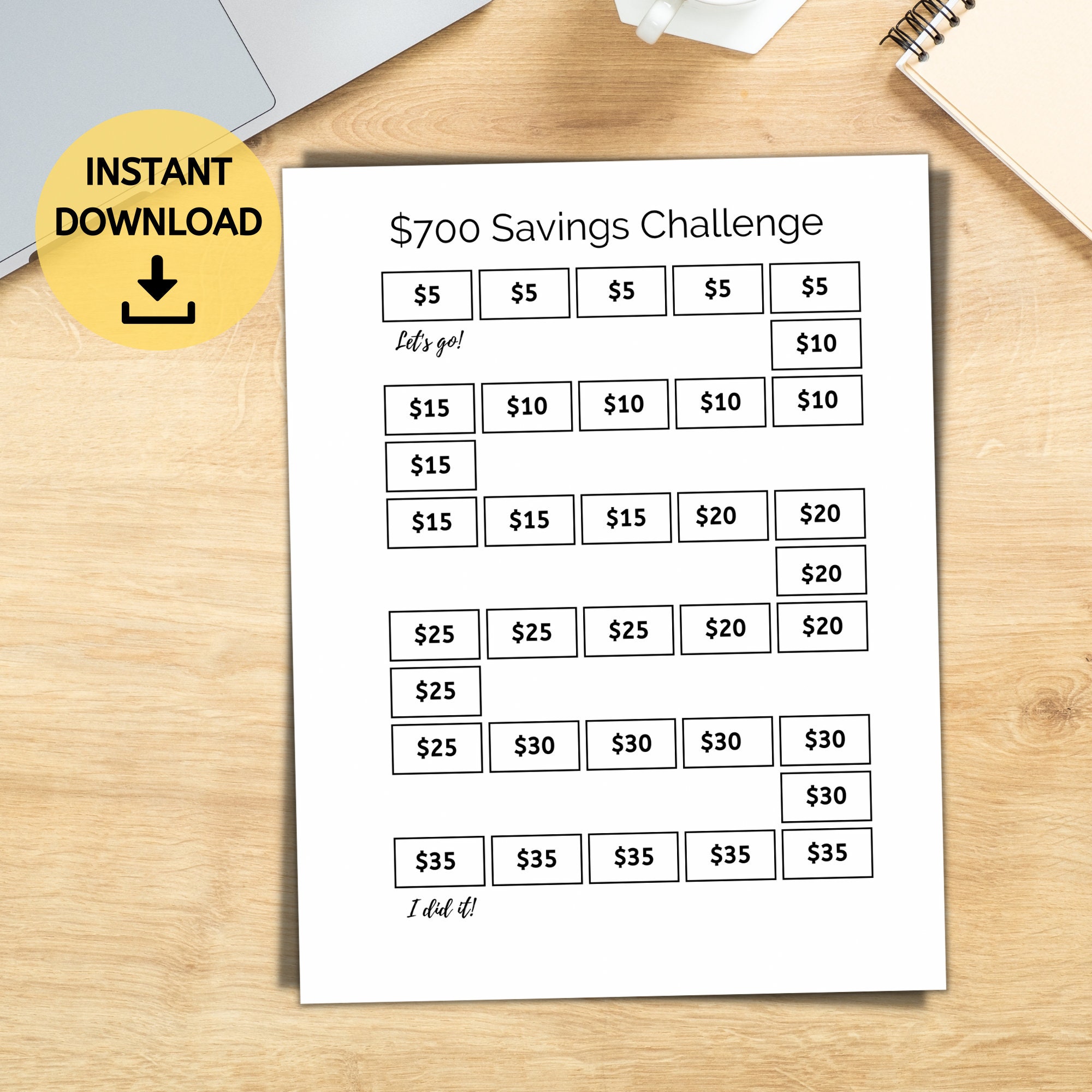 700 Money Savings Challenge Printable Savings Tracker - Etsy UK