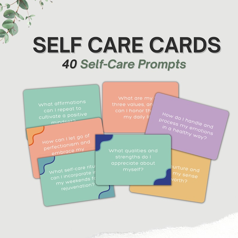 Self Care Activity Cards, Affirmation Cards, Journal Prompt Cards ...