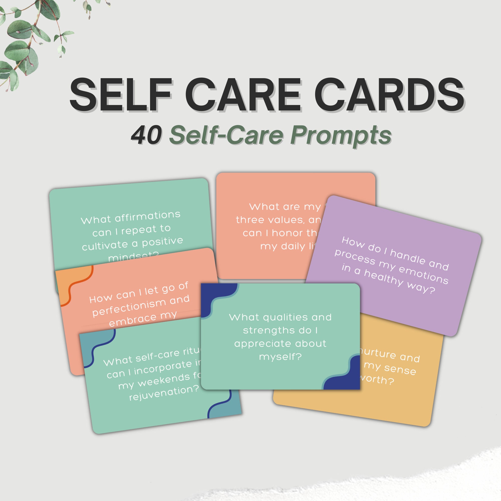 Self Care Activity Cards, Affirmation Cards, Journal Prompt Cards ...