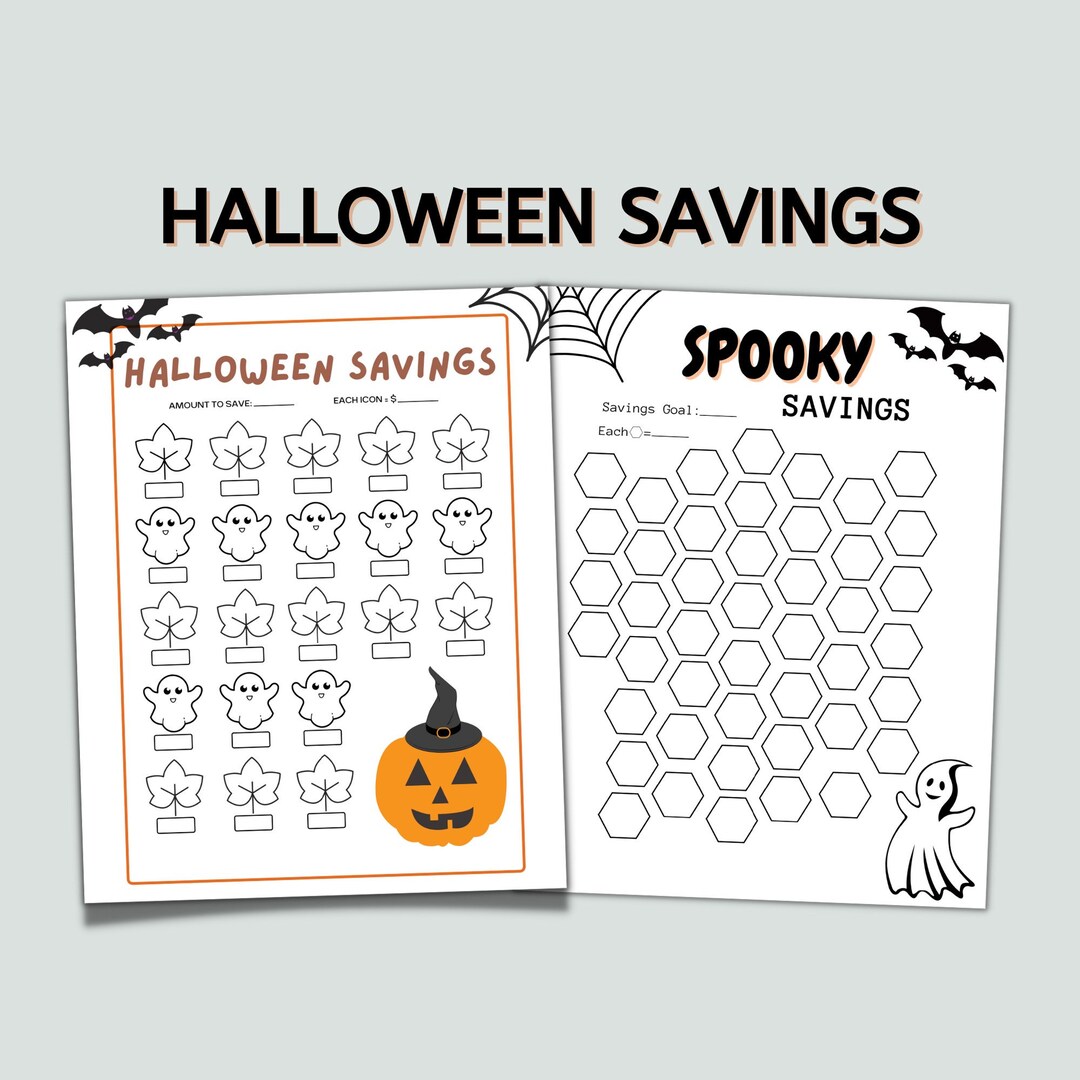 Halloween Savings Tracker Printable, Spooky Savings Challenge, Money ...
