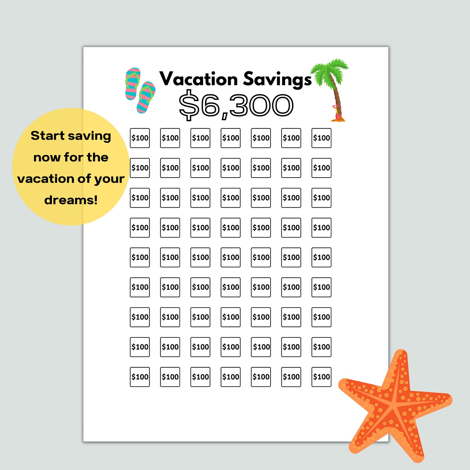 Vacation Fund Savings Tracker Printable, Vacation Savings, Sinking ...