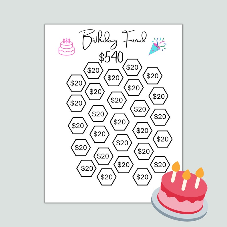 Birthday Savings Fund Tracker Printable Savings Tracker | Etsy