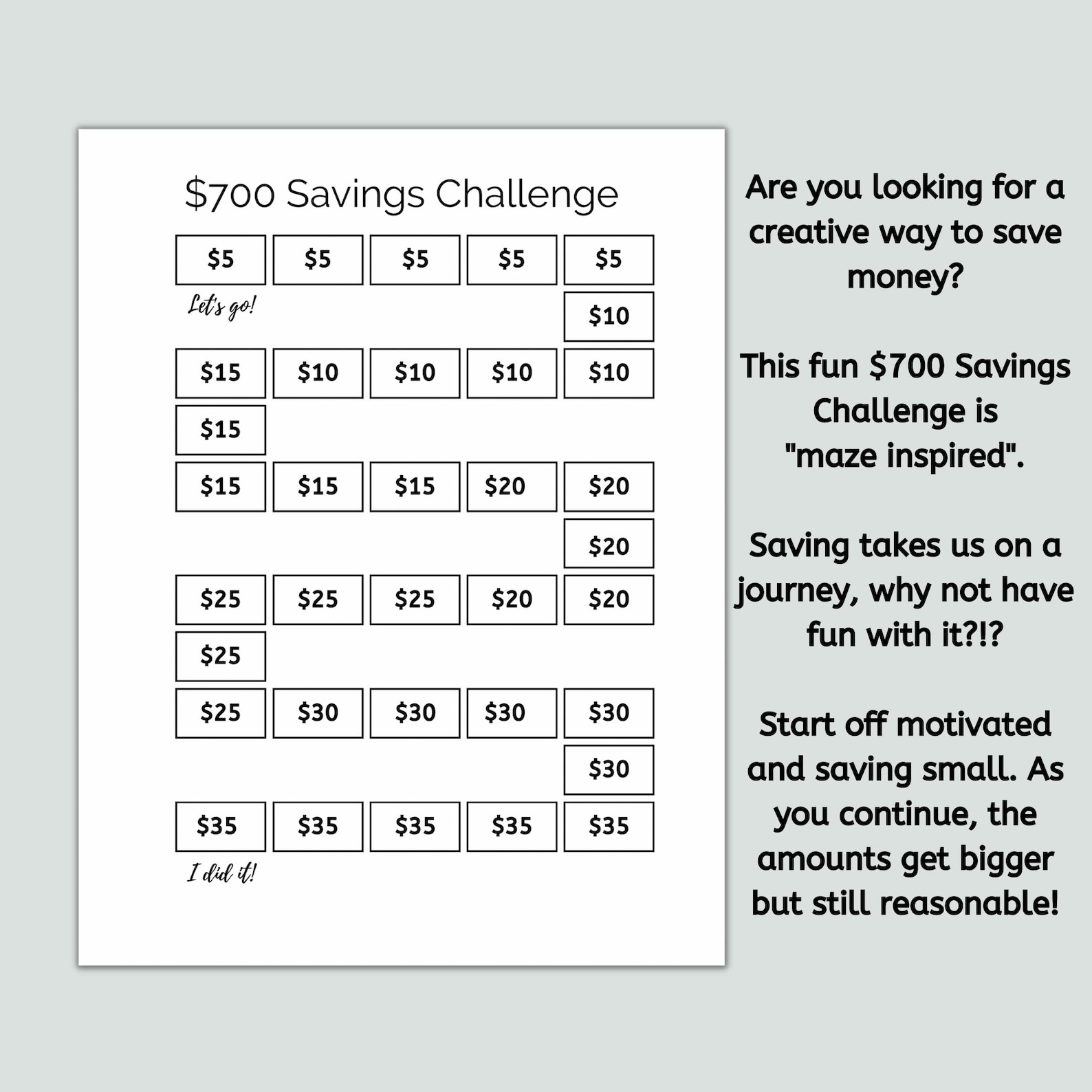 700 Money Savings Challenge Printable Savings Tracker - Etsy UK
