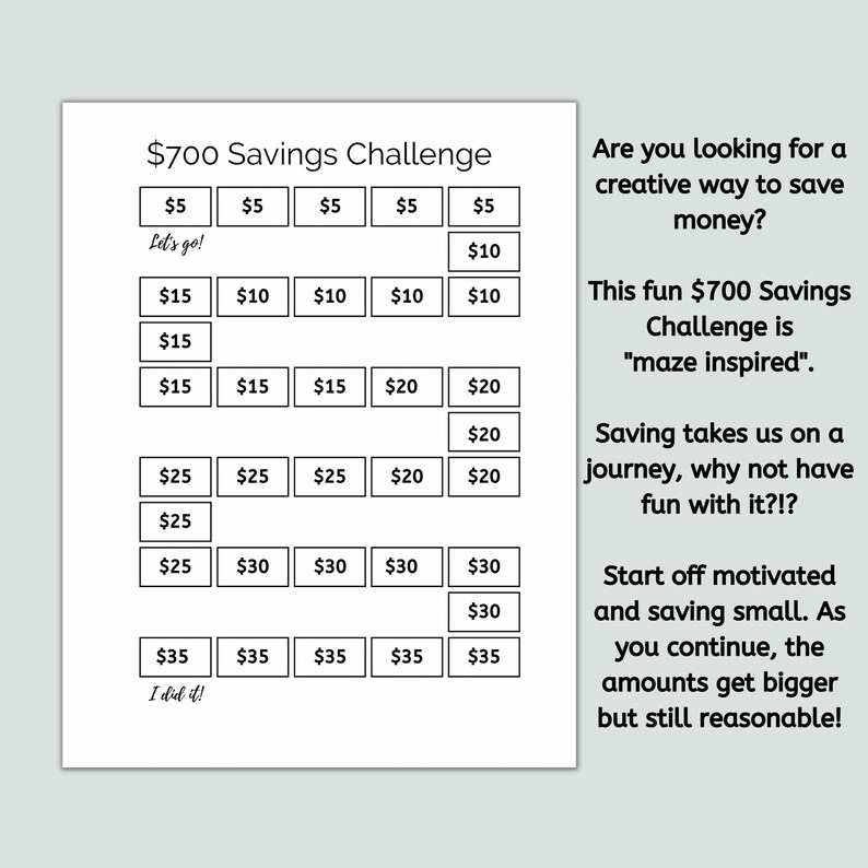 700 Money Savings Challenge Printable Savings Tracker - Etsy UK
