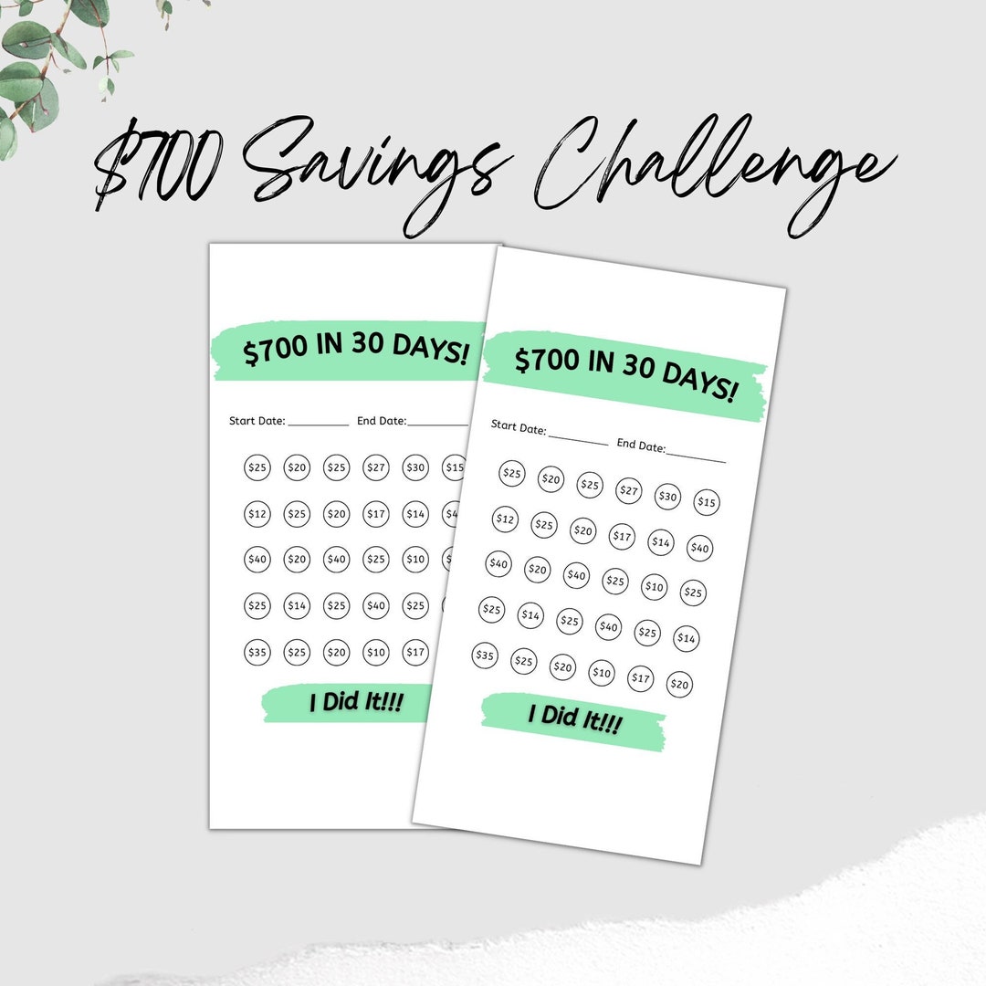 Mini 700 Money Savings Challenge, Savings Tracker, Savings Challenge ...